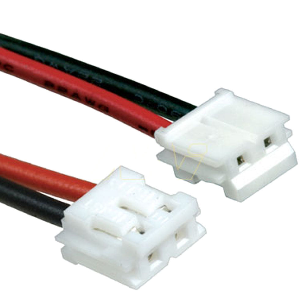 JST Type EHR-2, Leads RED & BLACK=150mm STRIP & TIN.