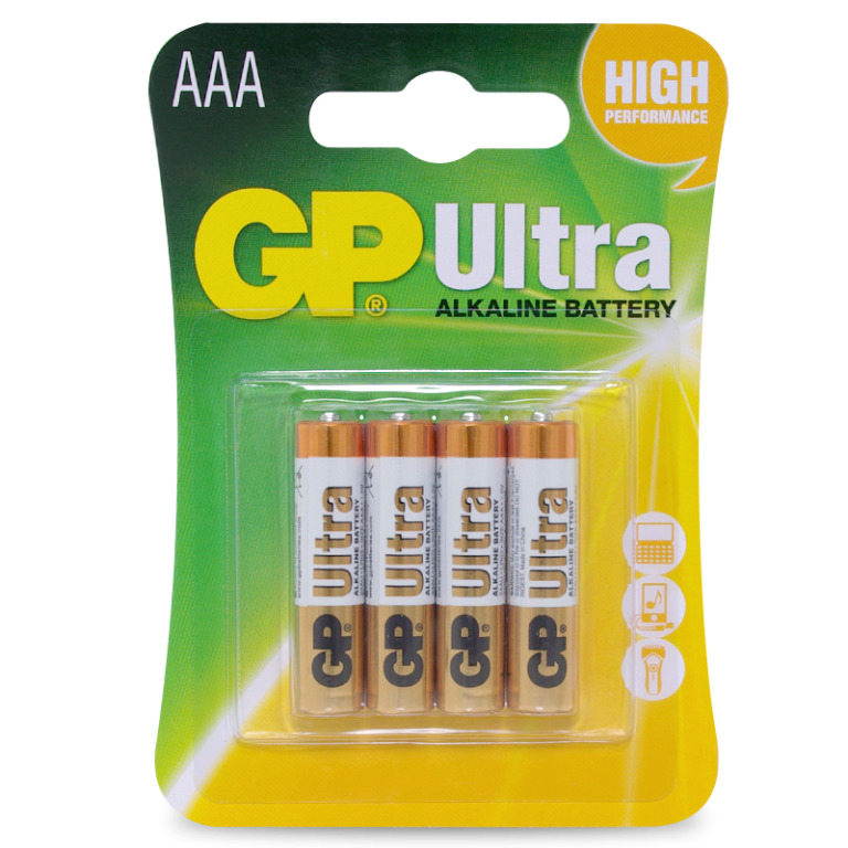 GP 1.5V Ultra Alkaline AAA Battery - Card of 4