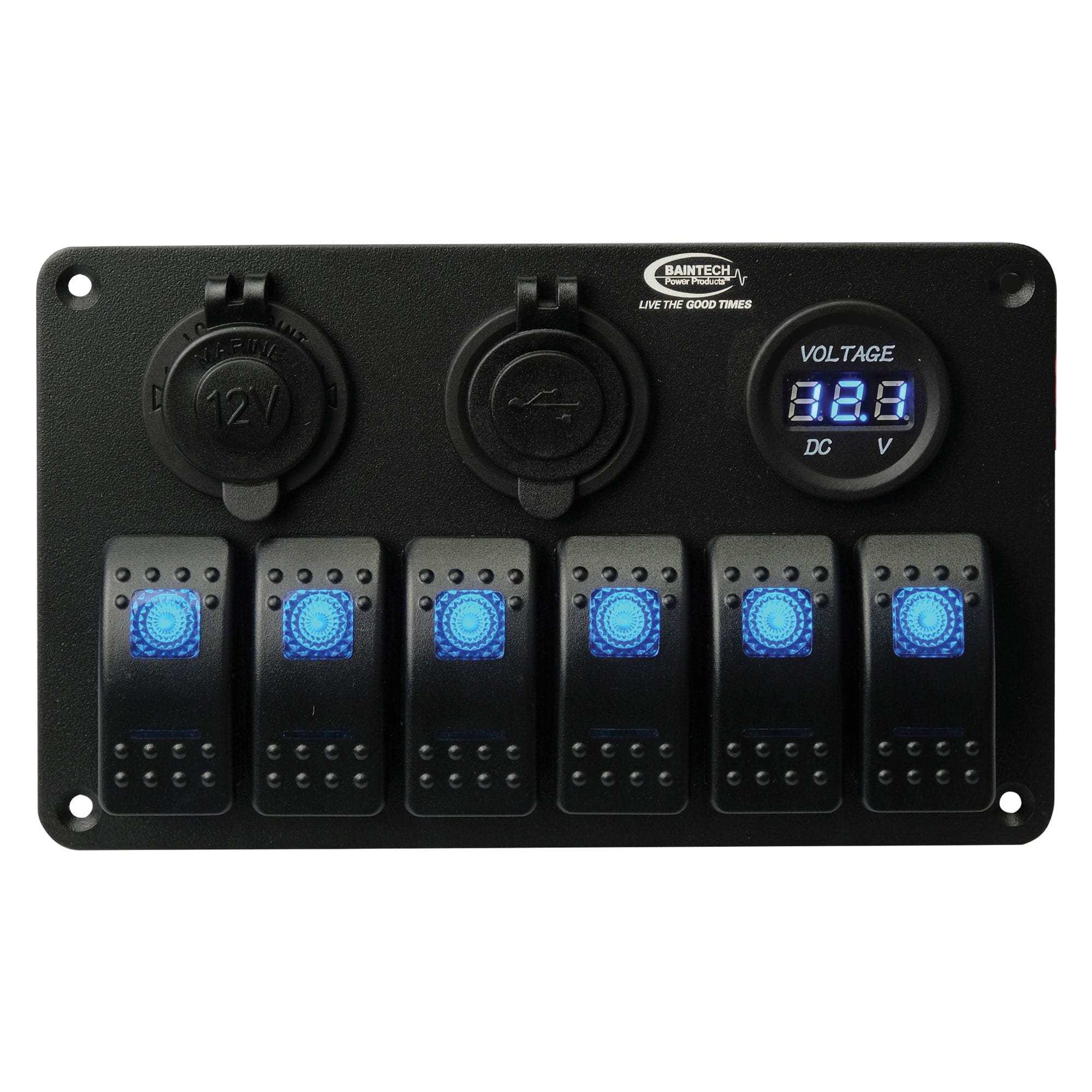 BAINTECH ALUMINIUM ROCKER 6 SWITCH PANEL 12V/24V