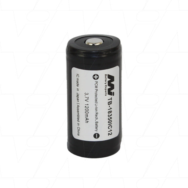 18350 size 1.2Ah Protected Lithium Ion Torch Battery