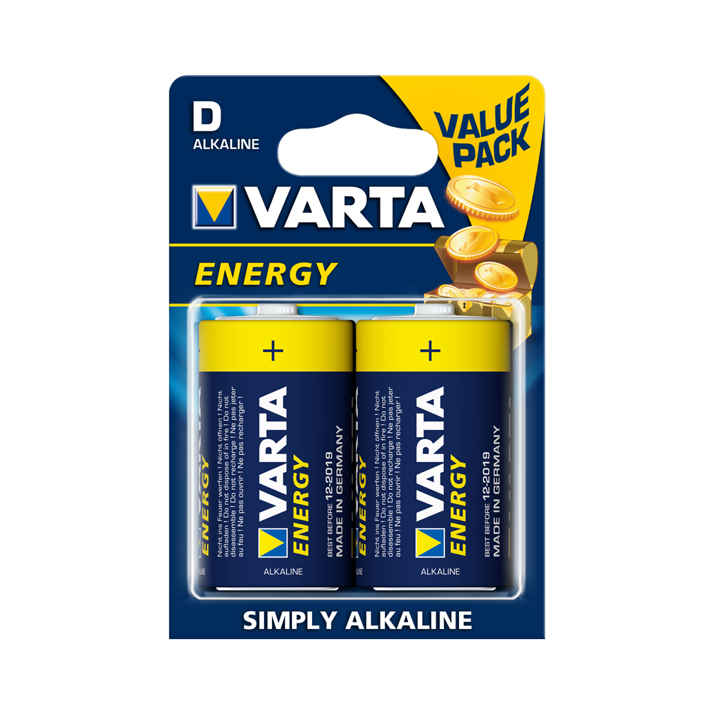 VARTA Energy Alkaline Batteries D 2 Pack